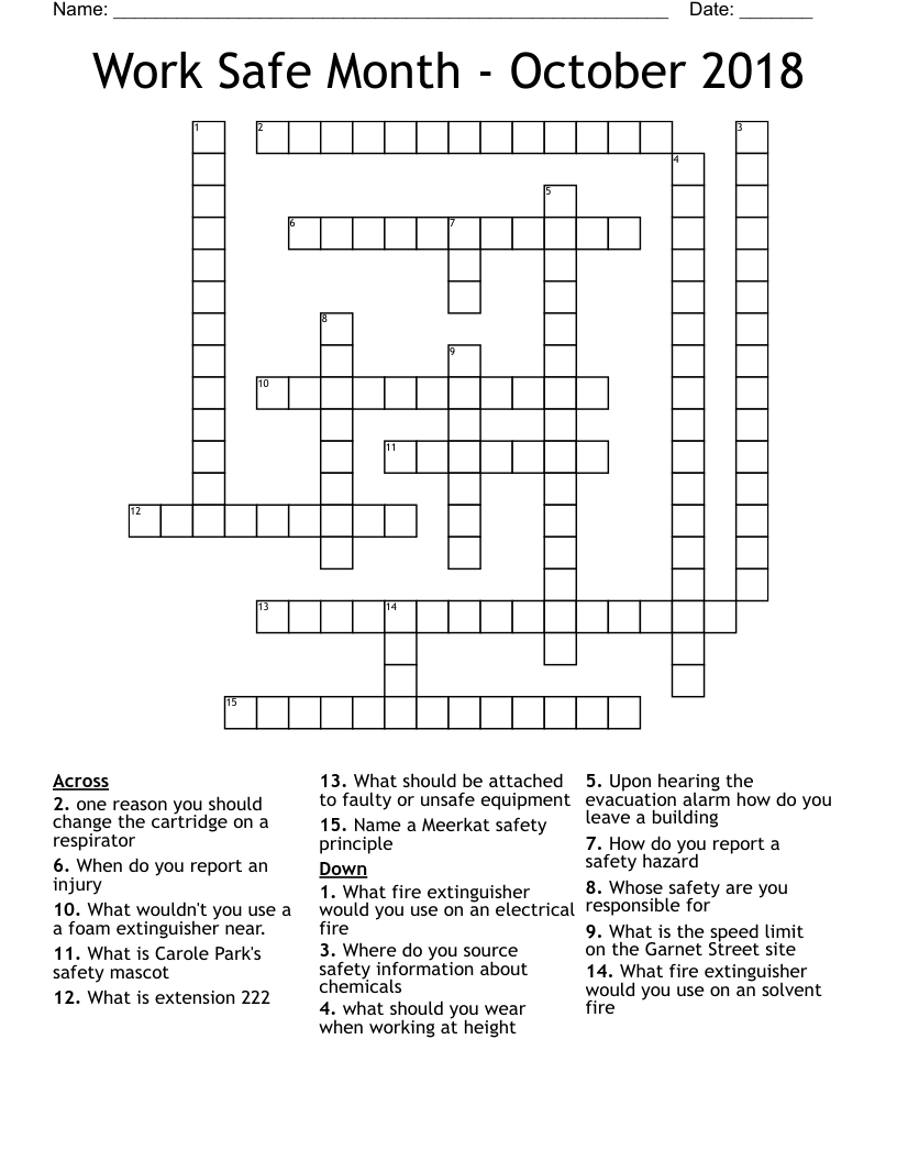 Work Safe Month October 2018 Crossword WordMint work-safe-month-october-2018-crossword-wordmint