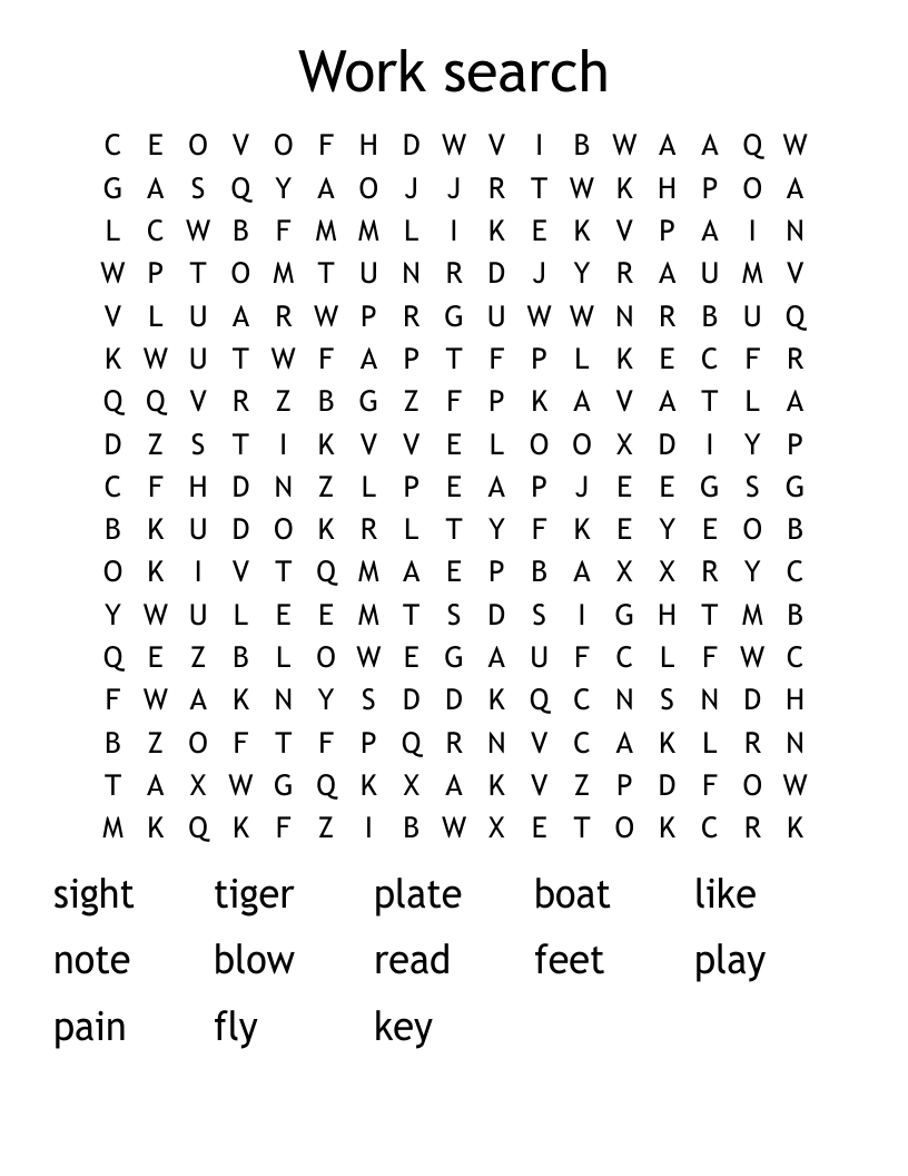 Work Search Word Search WordMint