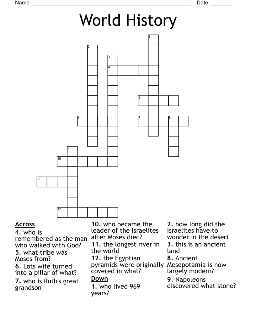 World History Crossword - WordMint