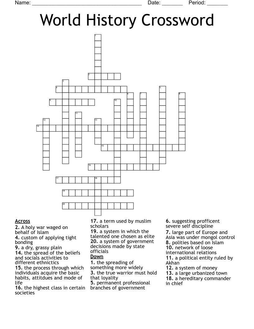 World History Crossword - WordMint