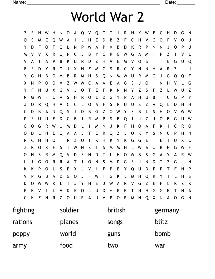 World War 2 Word Search - WordMint