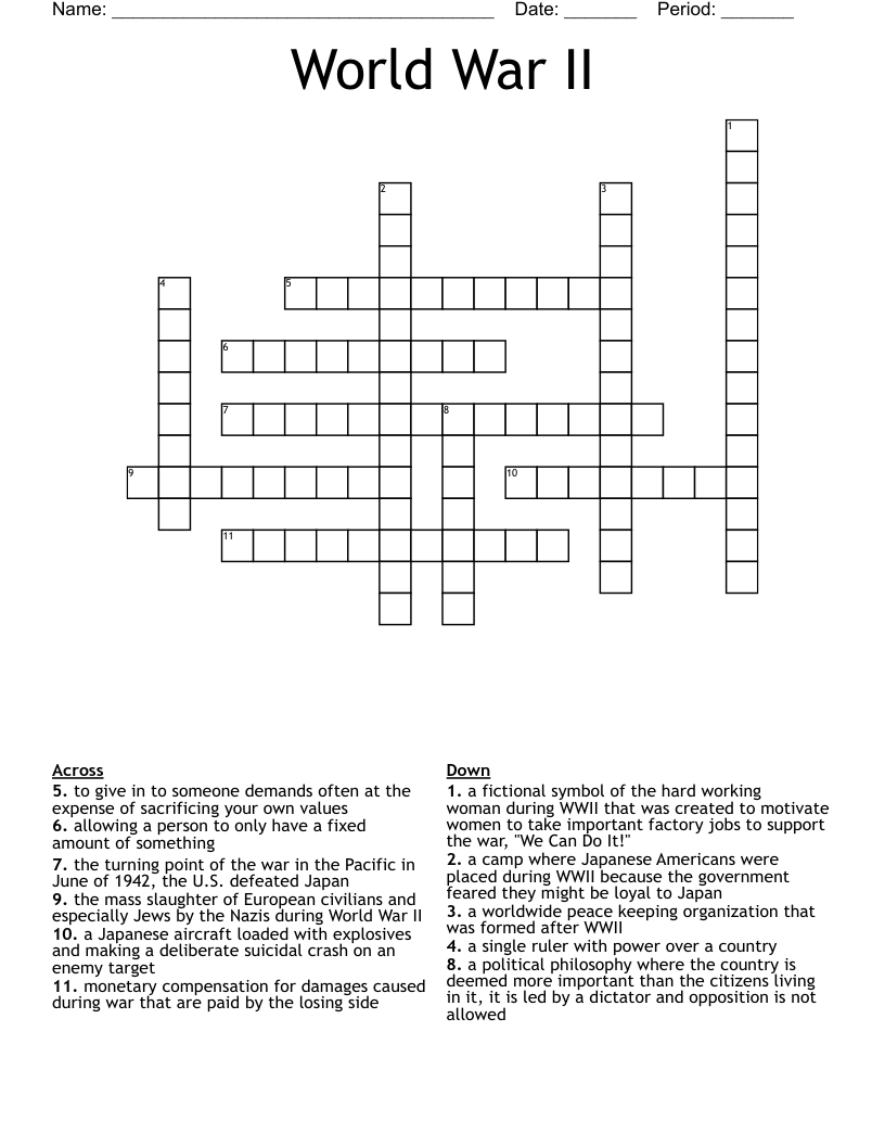 World War II Crossword - WordMint