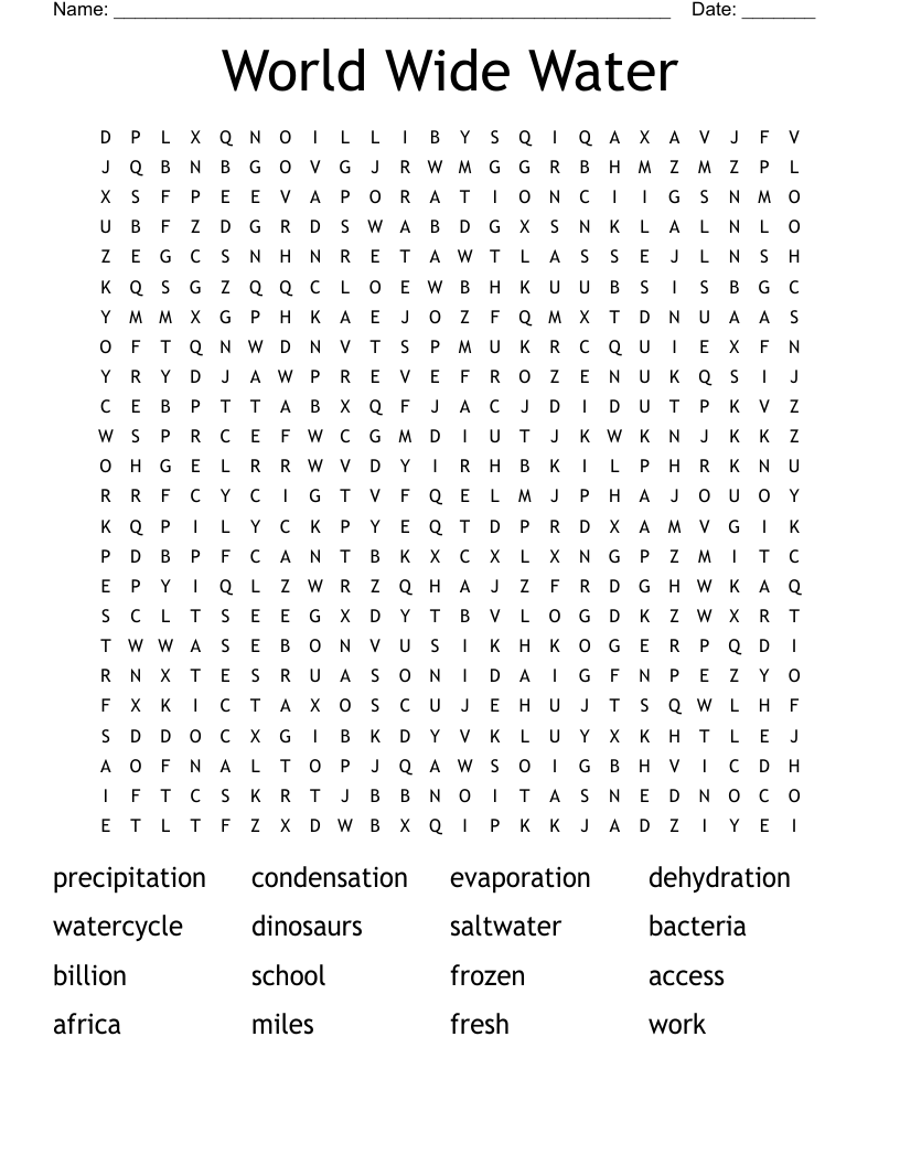 World Wide Water Word Search - WordMint