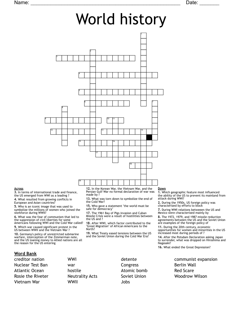 World history Crossword - WordMint