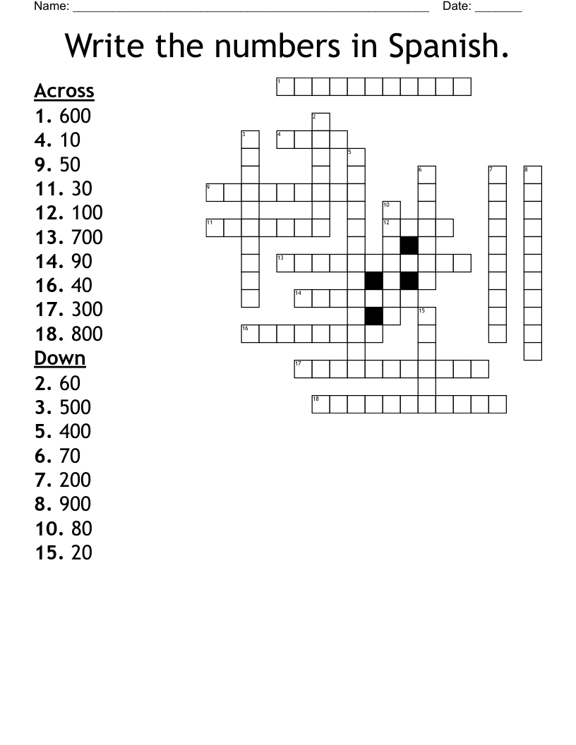 Spanish1b Crossword WordMint