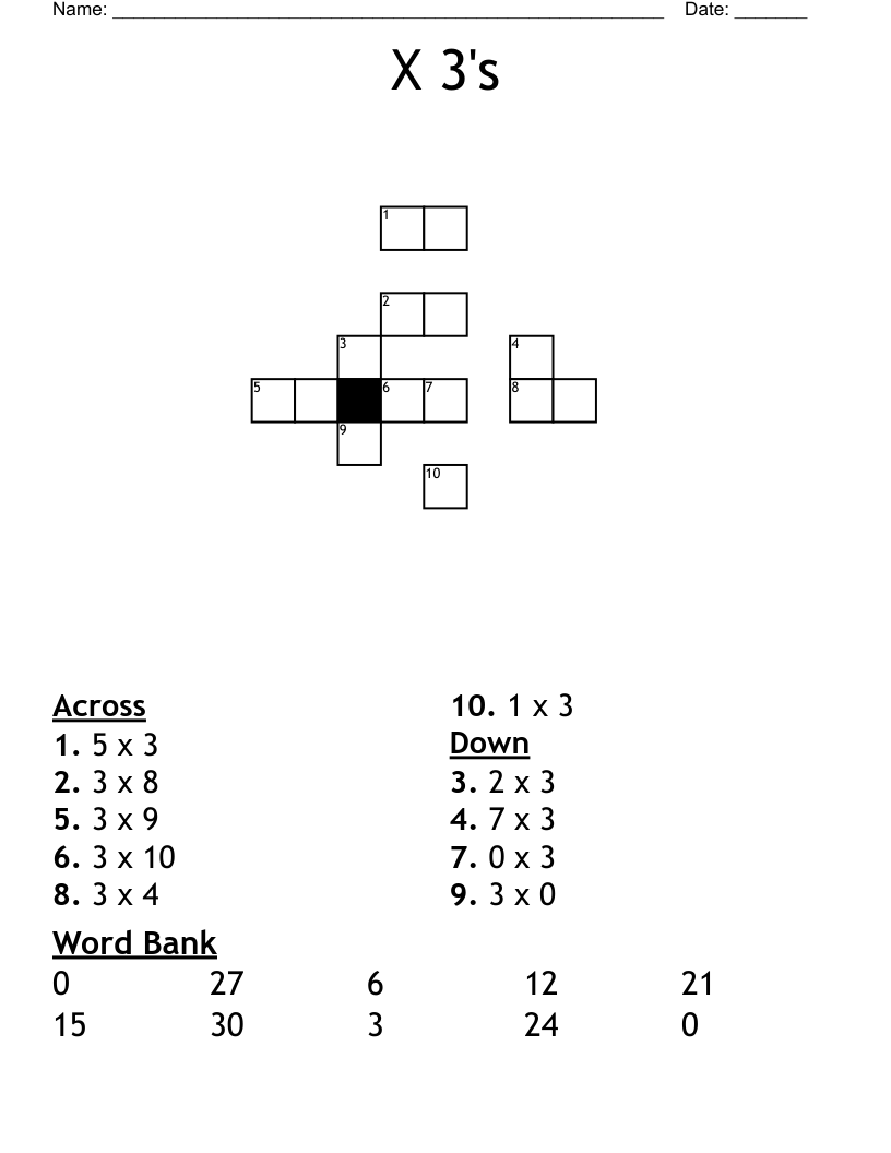 X 3 s Crossword WordMint
