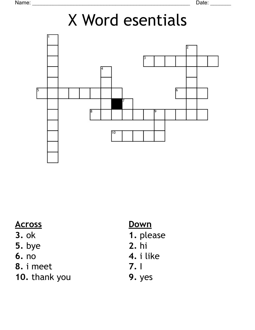 X Word Esentials Crossword WordMint