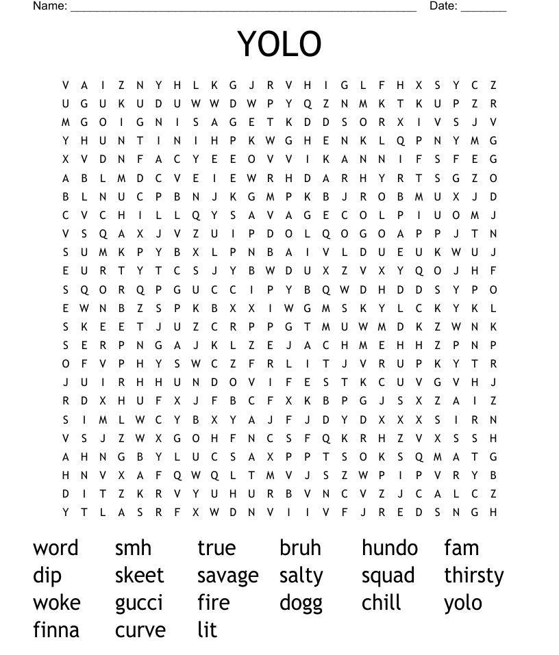 teen slang Word Search - WordMint