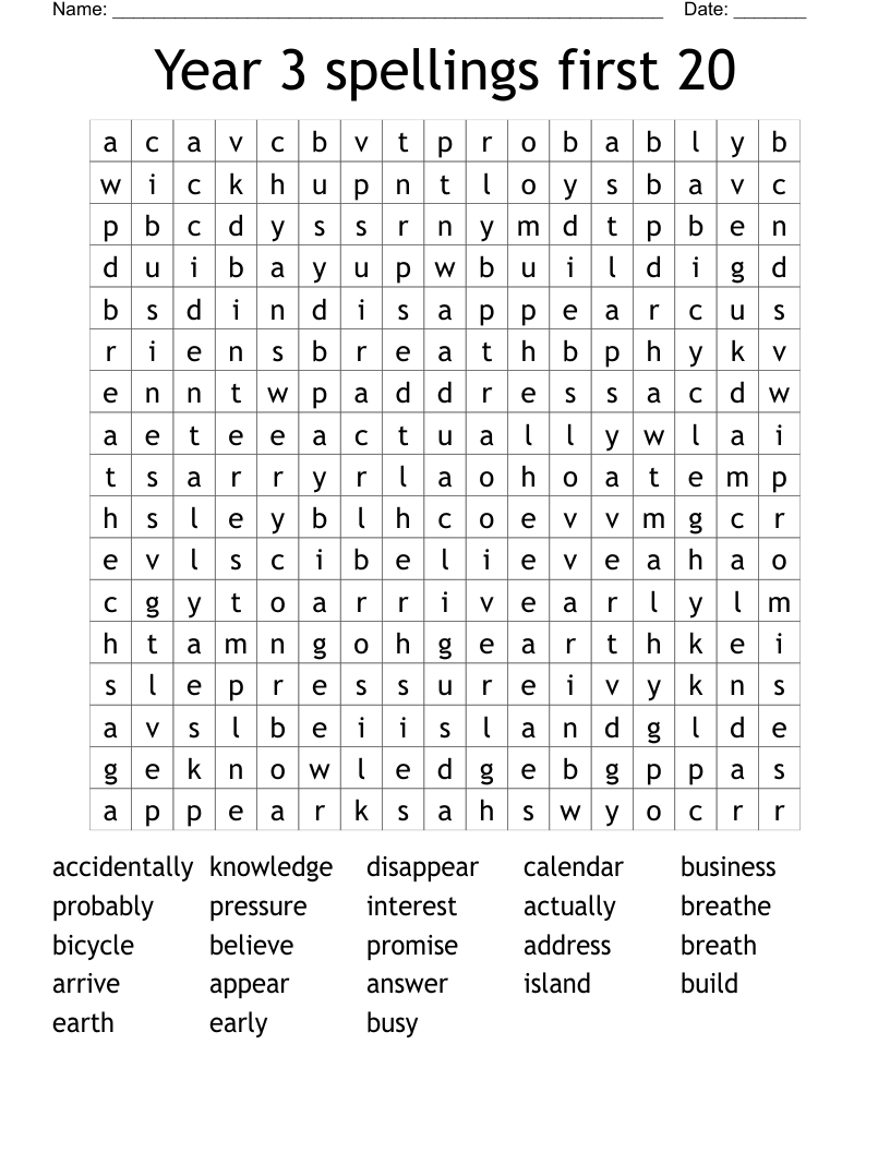 Word Search Worksheets For Grade 3 K5 Learning