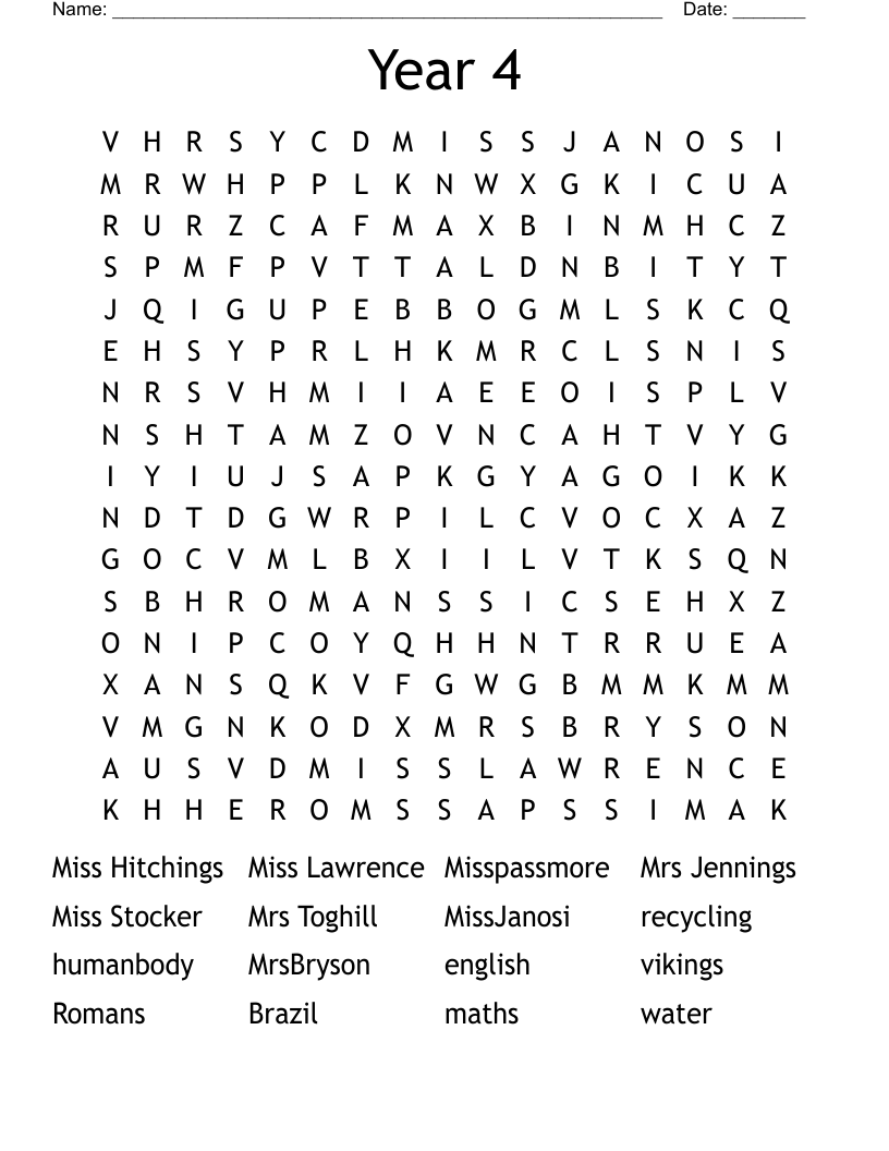 Year 4 Word Search WordMint year-4-word-search-wordmint