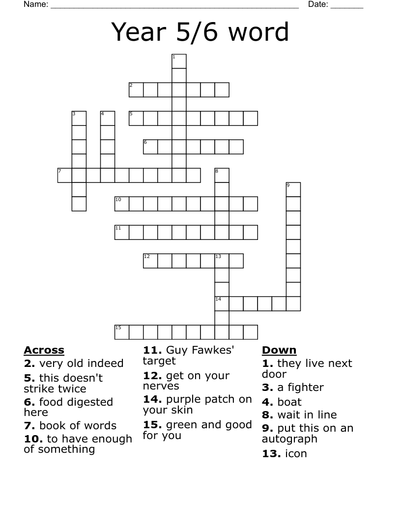 Year 5 6 Word Crossword WordMint