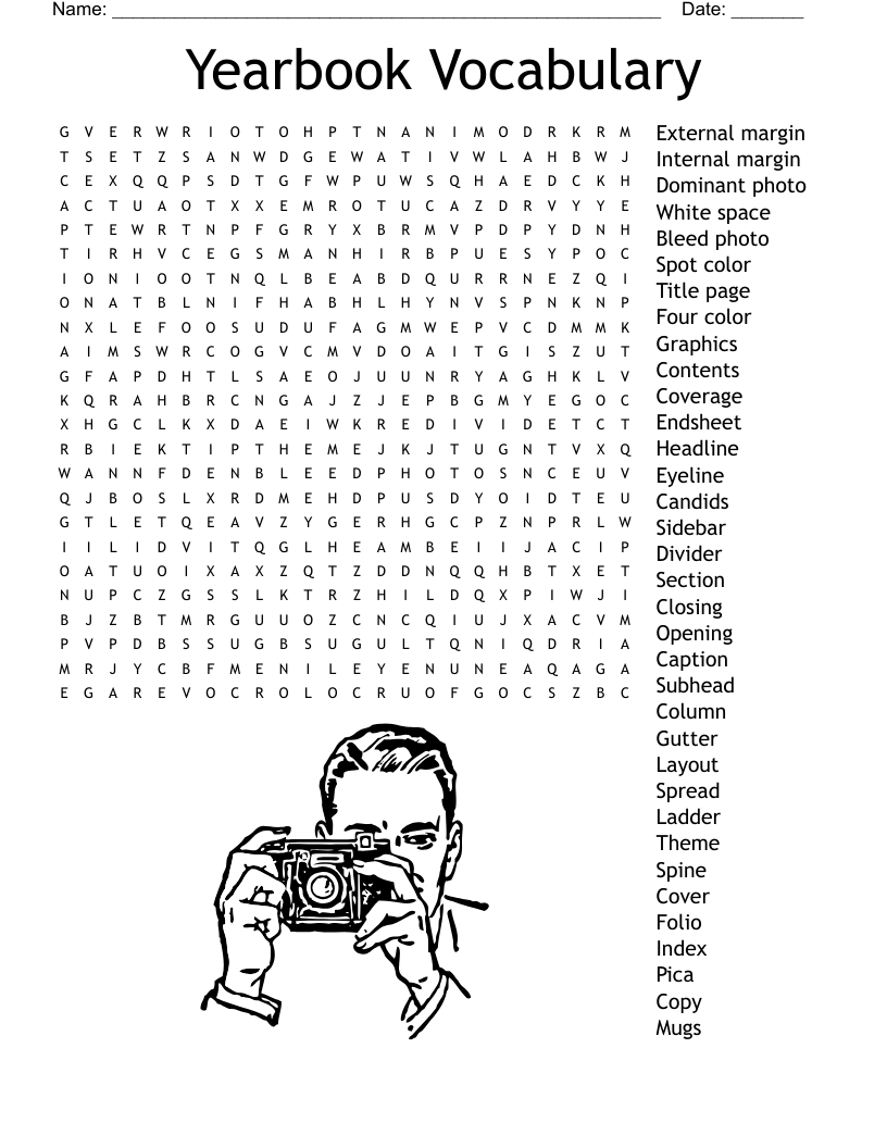 Yearbook Terms Worksheet WordMint