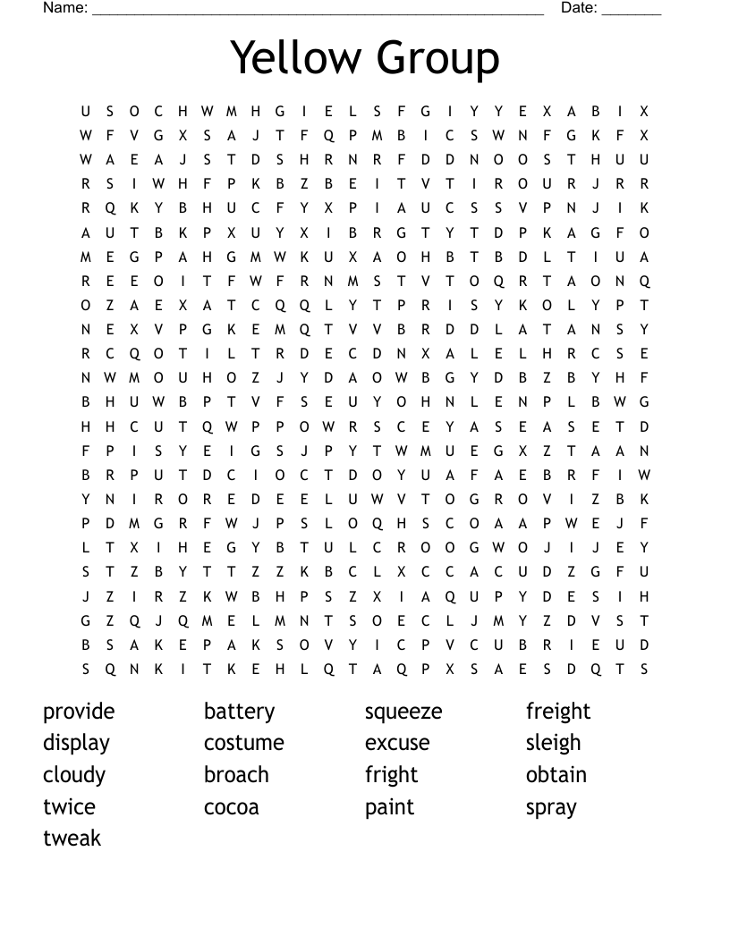 Yellow Group Word Search - WordMint