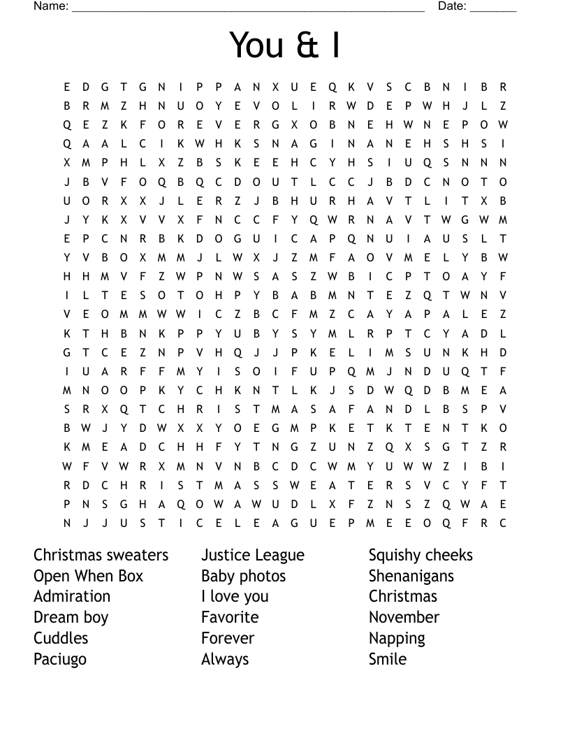 You & I Word Search - WordMint