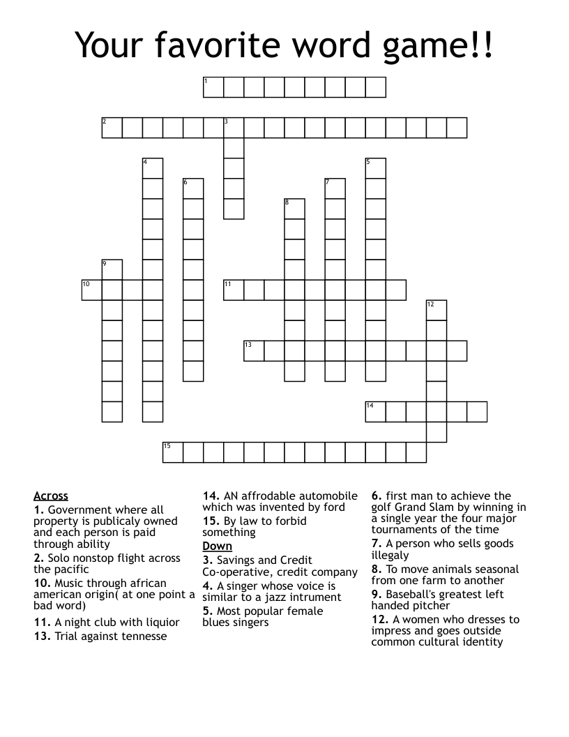 Your Favorite Word Game Crossword WordMint