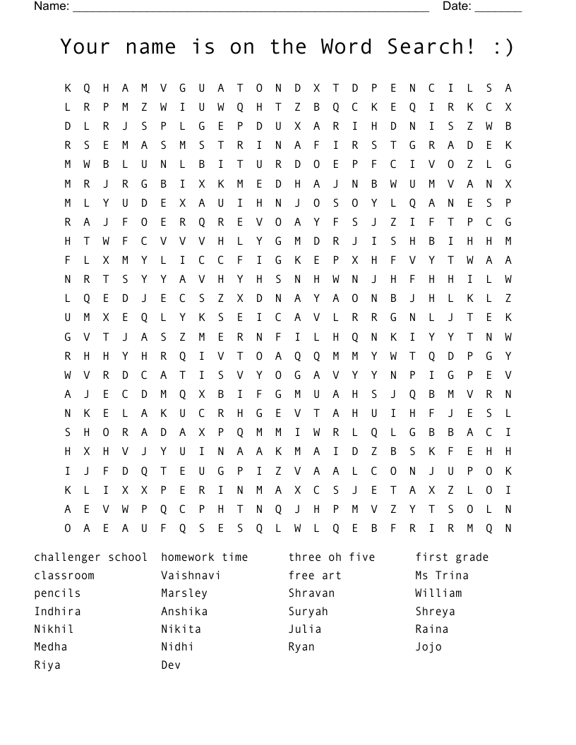 Your name is on the Word Search! :) - WordMint