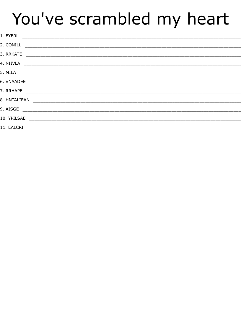 You've scrambled my heart - WordMint