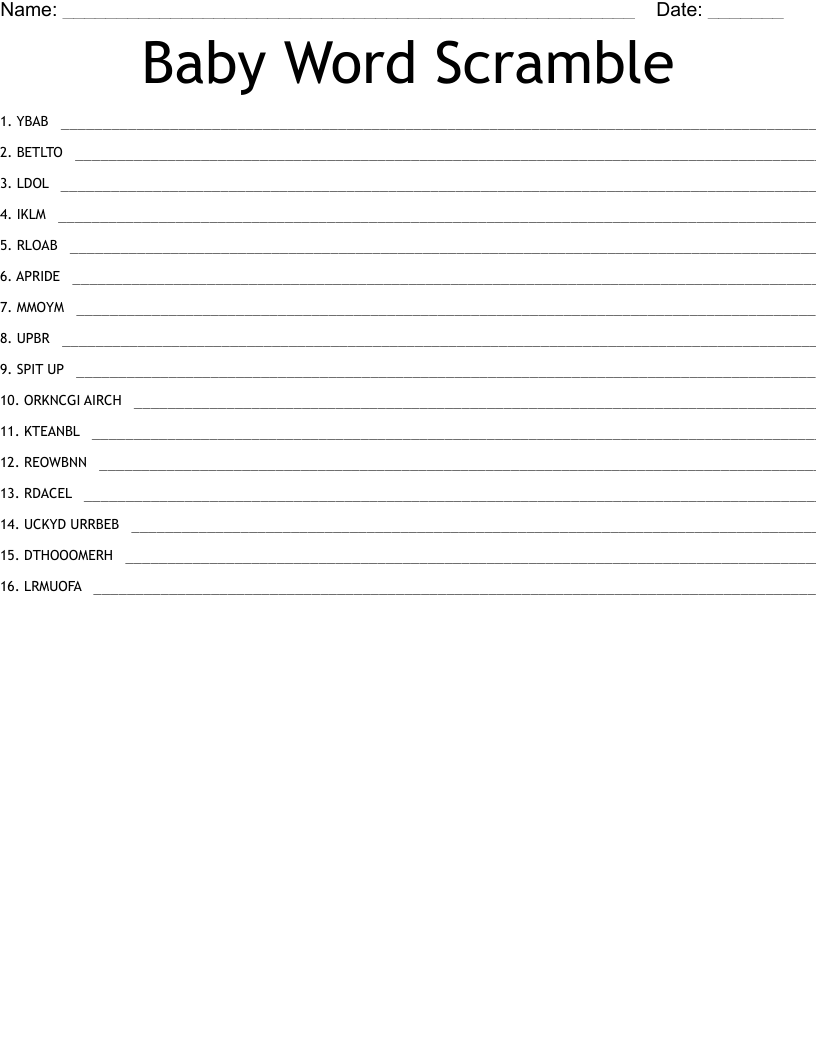 Baby Word Scramble - WordMint