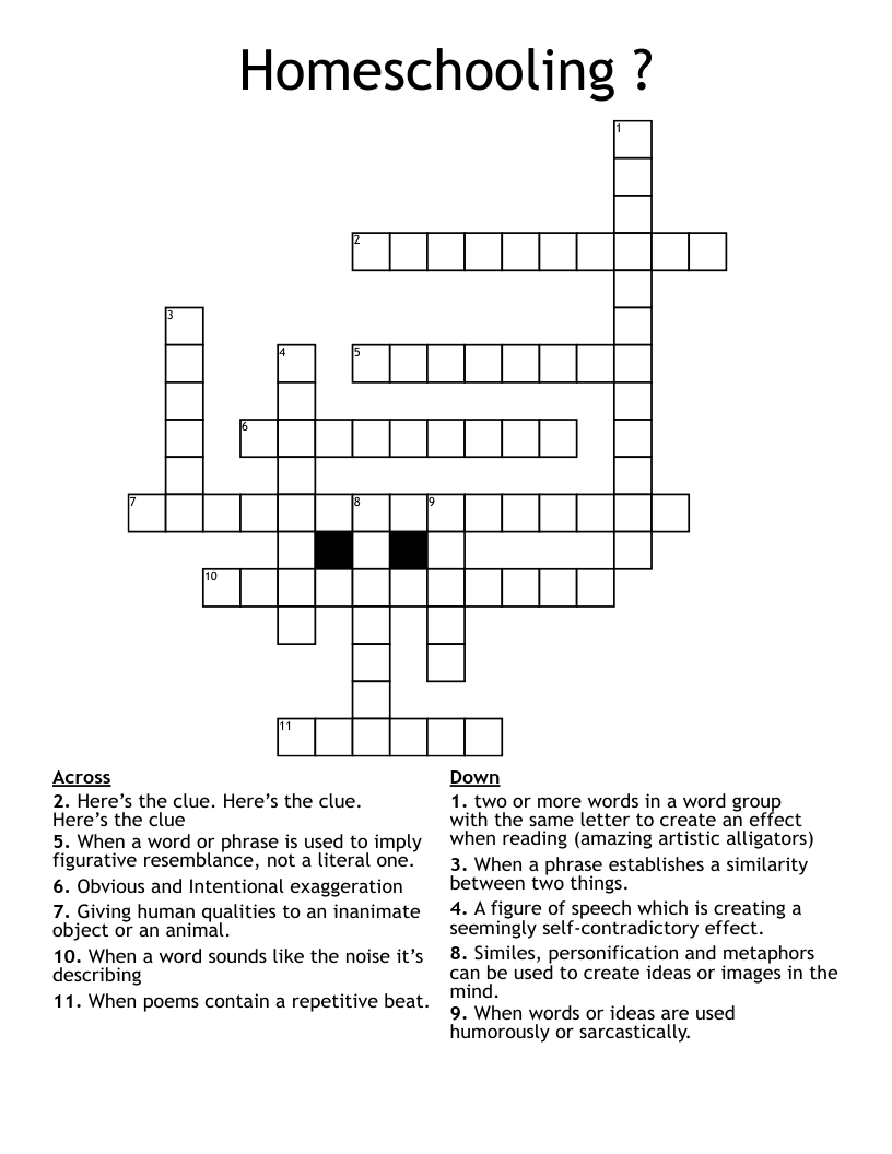 Homeschooling Crossword WordMint