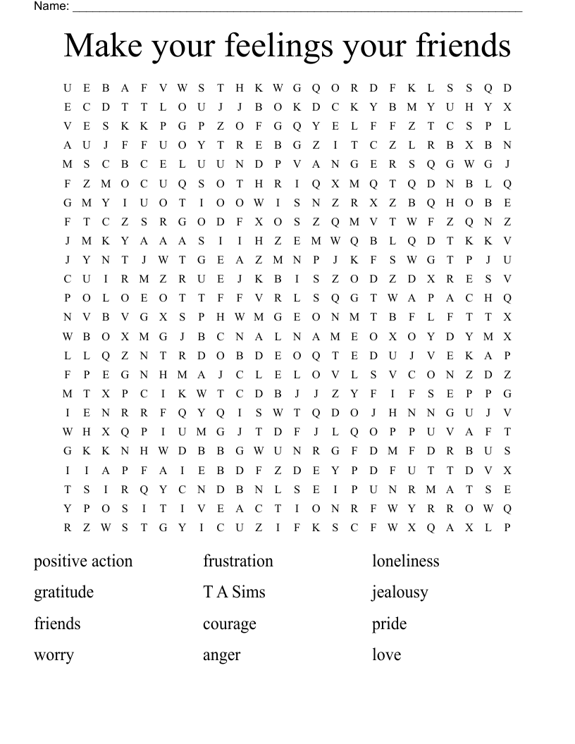 Make your feelings your friends Word Search - WordMint