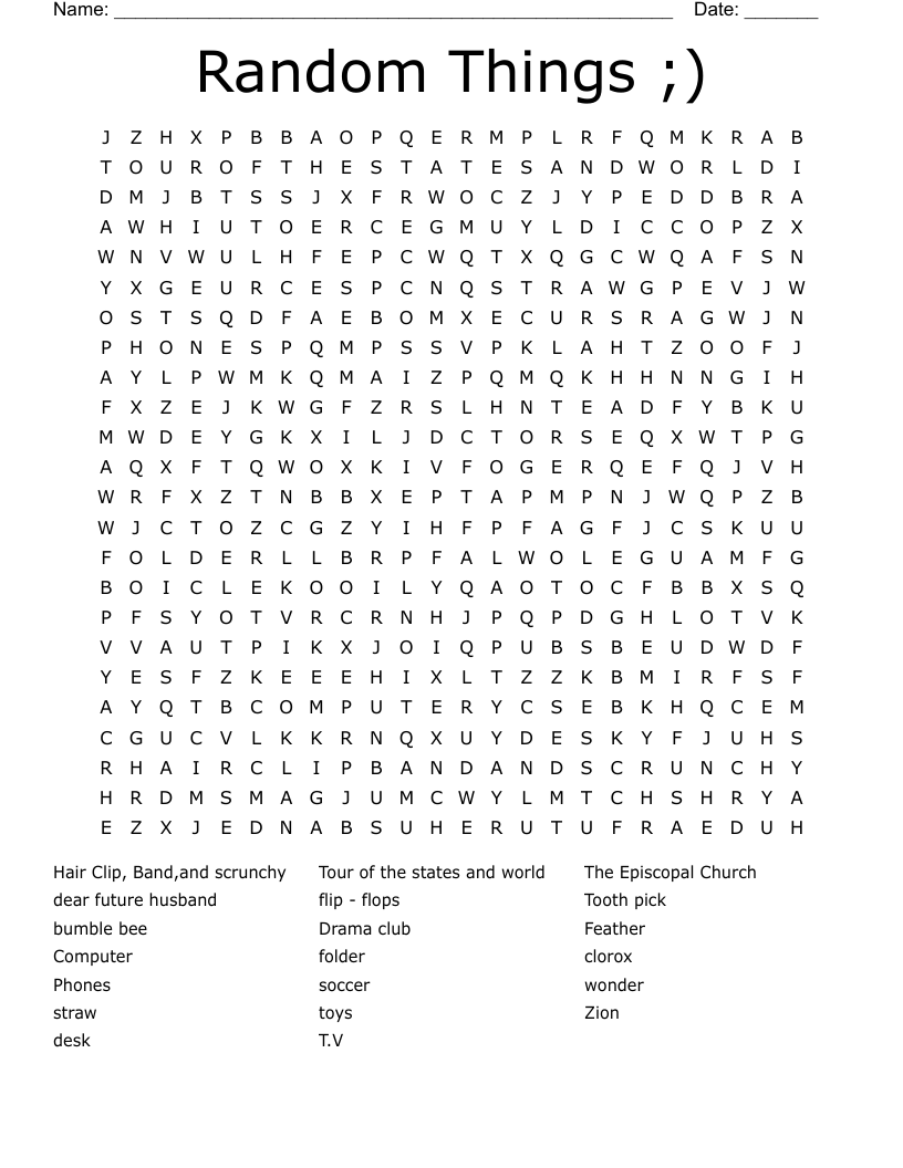 Random Things ;) Word Search - WordMint