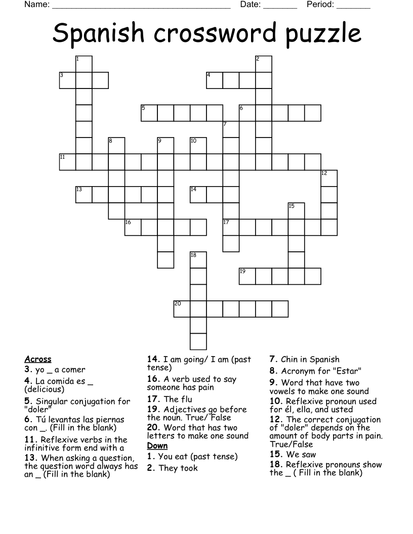 Peque o Acuario Conquistar Crossword Puzzle Espa ol Tren Esc ndalo Comedia Peque o Acuario Conquistar Crossword Puzzle Espa ol Tren Esc ndalo Comedia
