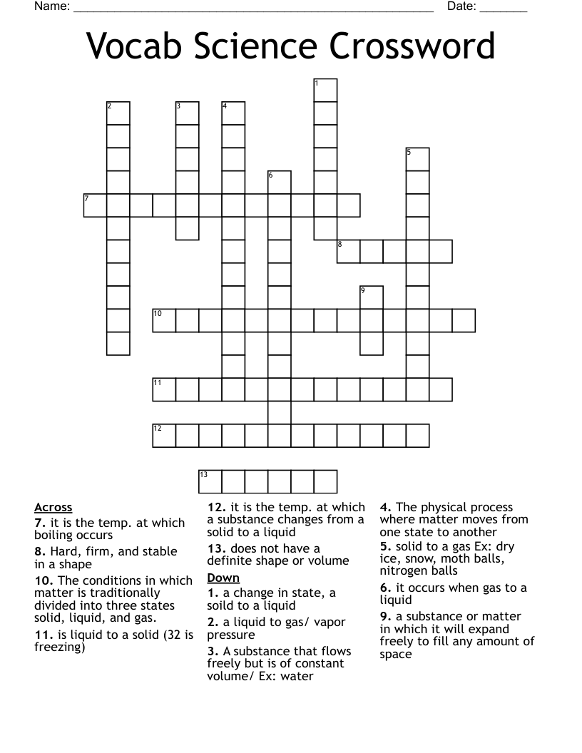 Vocab Science Crossword - WordMint