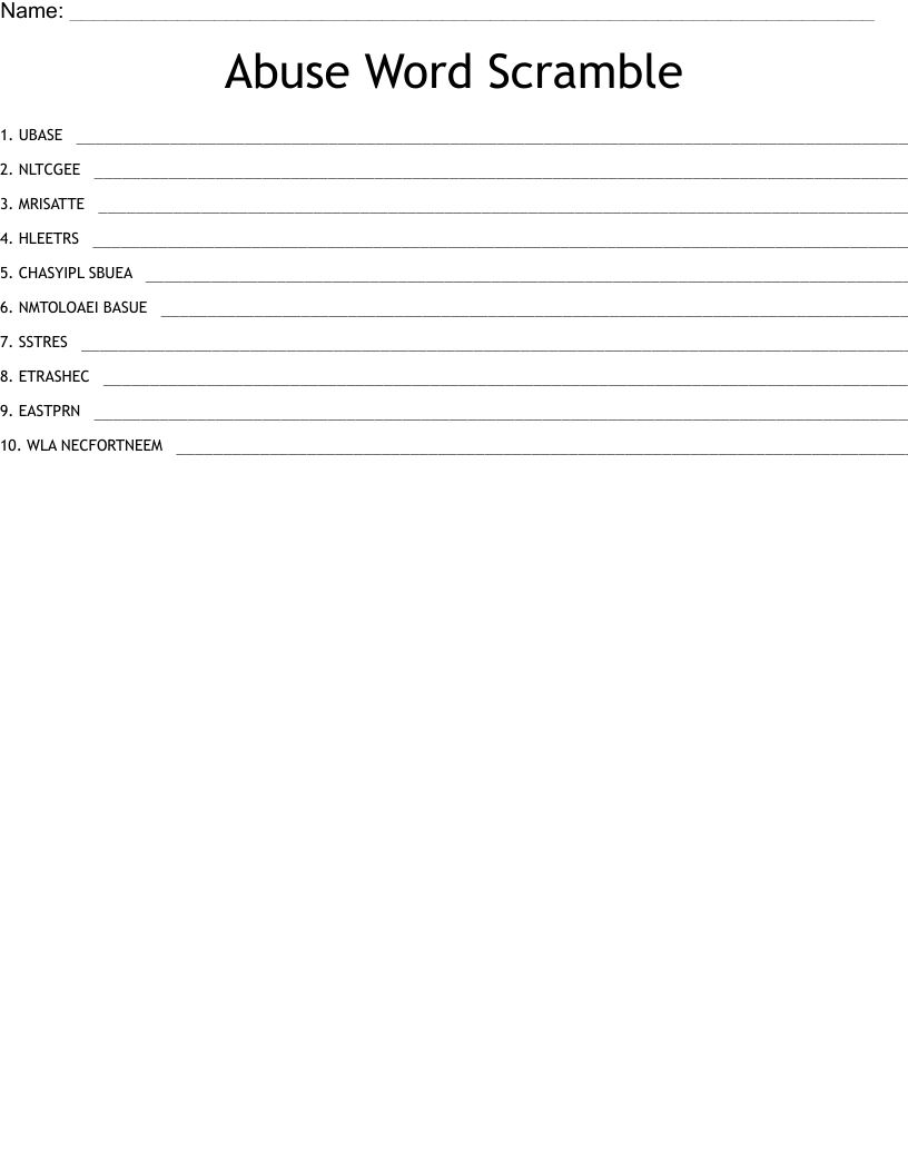 Abuse Word Scramble - WordMint