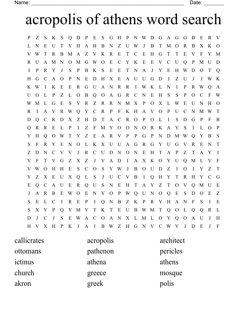 acropolis of athens word search - WordMint