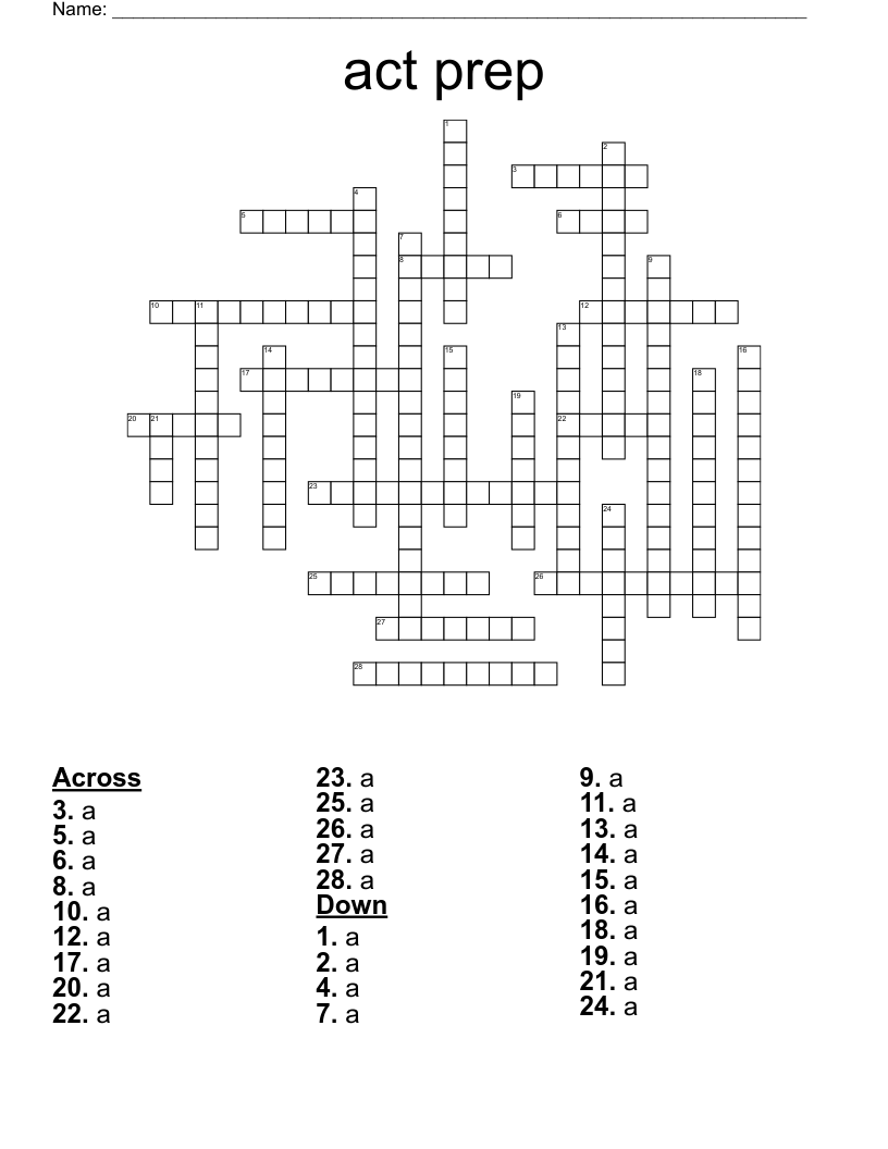 act prep Crossword - WordMint