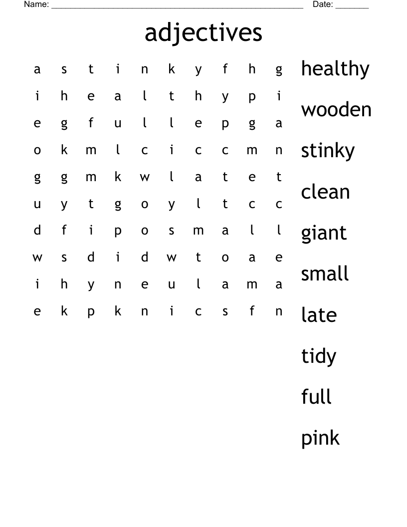 adjectives Word Search - WordMint