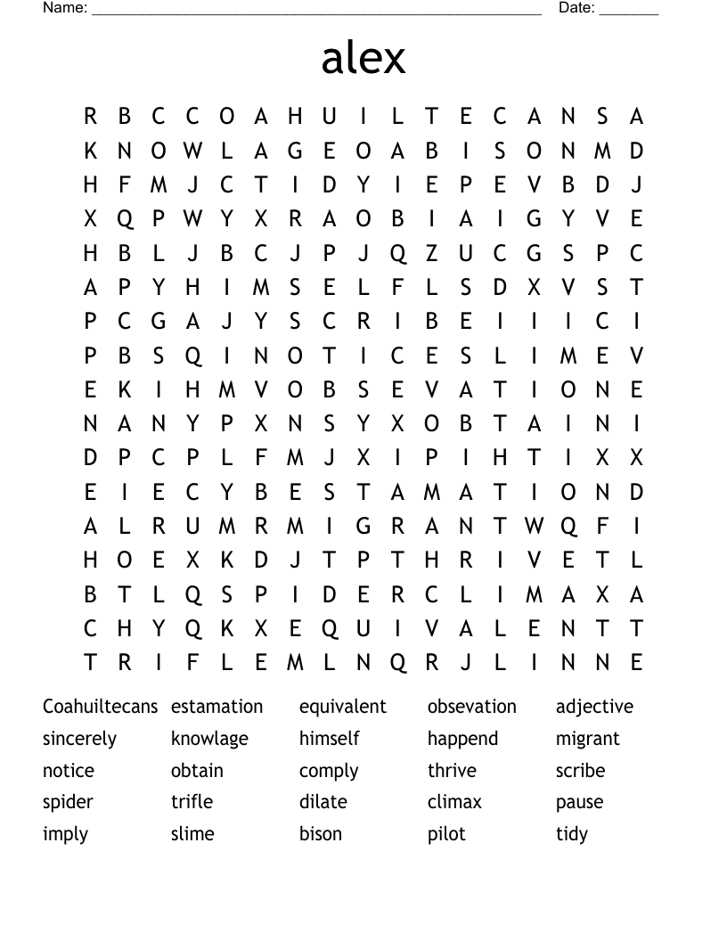alex Word Search - WordMint