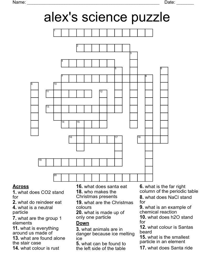 alex's science puzzle Crossword - WordMint