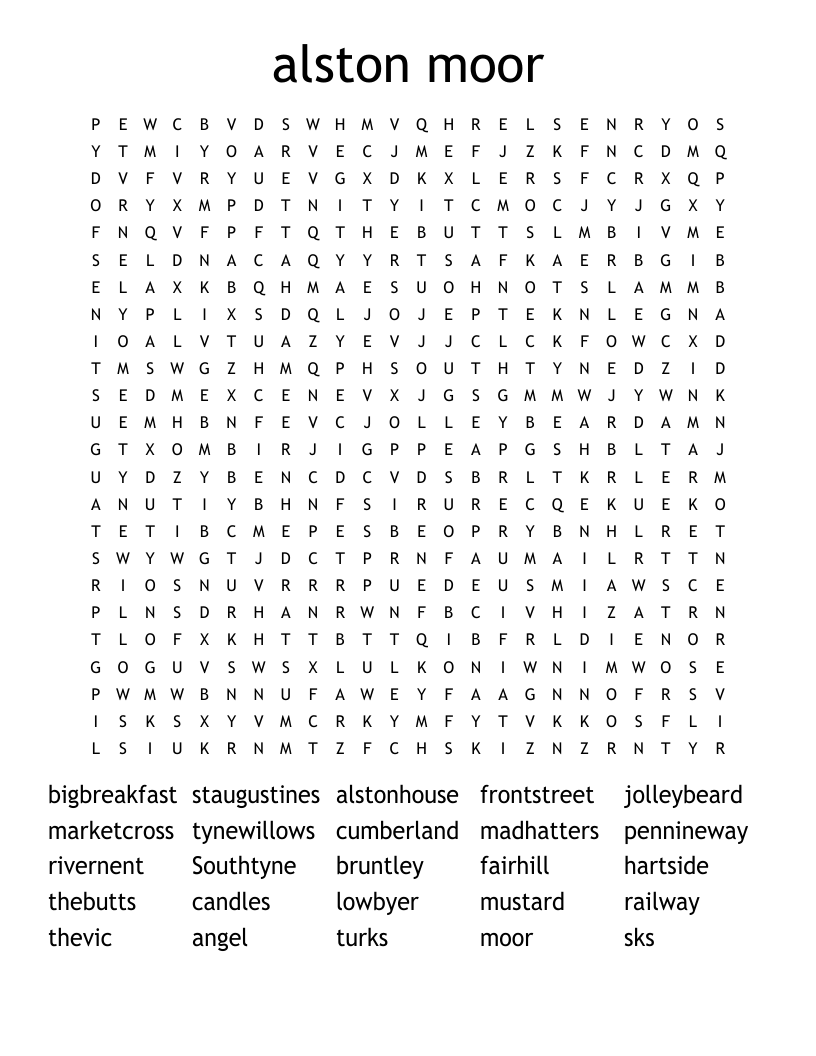 alston moor Word Search - WordMint