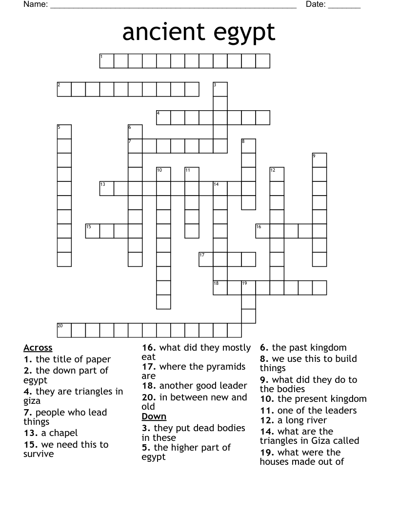 ancient egypt Crossword - WordMint