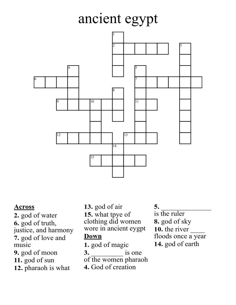 ancient egypt Crossword - WordMint