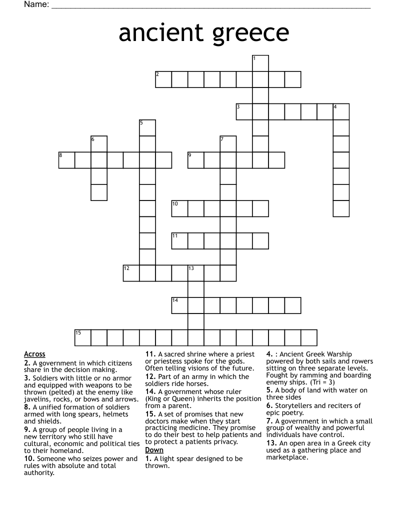 ancient greece Crossword - WordMint