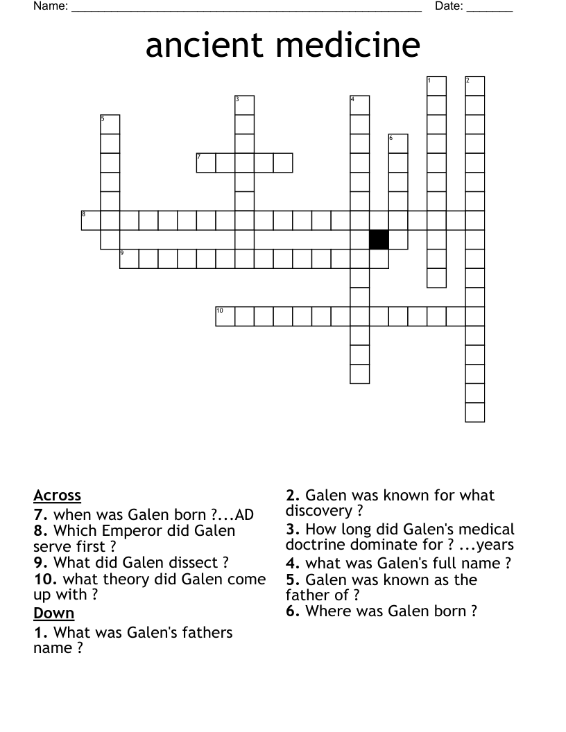 ancient medicine Crossword - WordMint