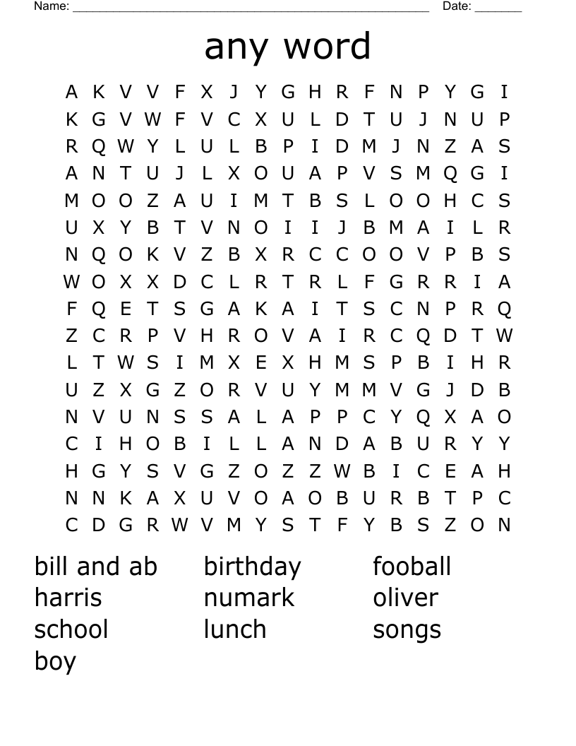 any word Word Search - WordMint