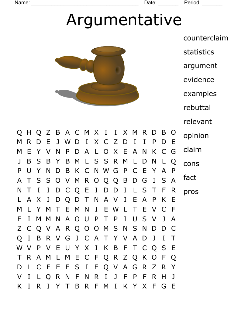 Argumentative Essay Word Search WordMint