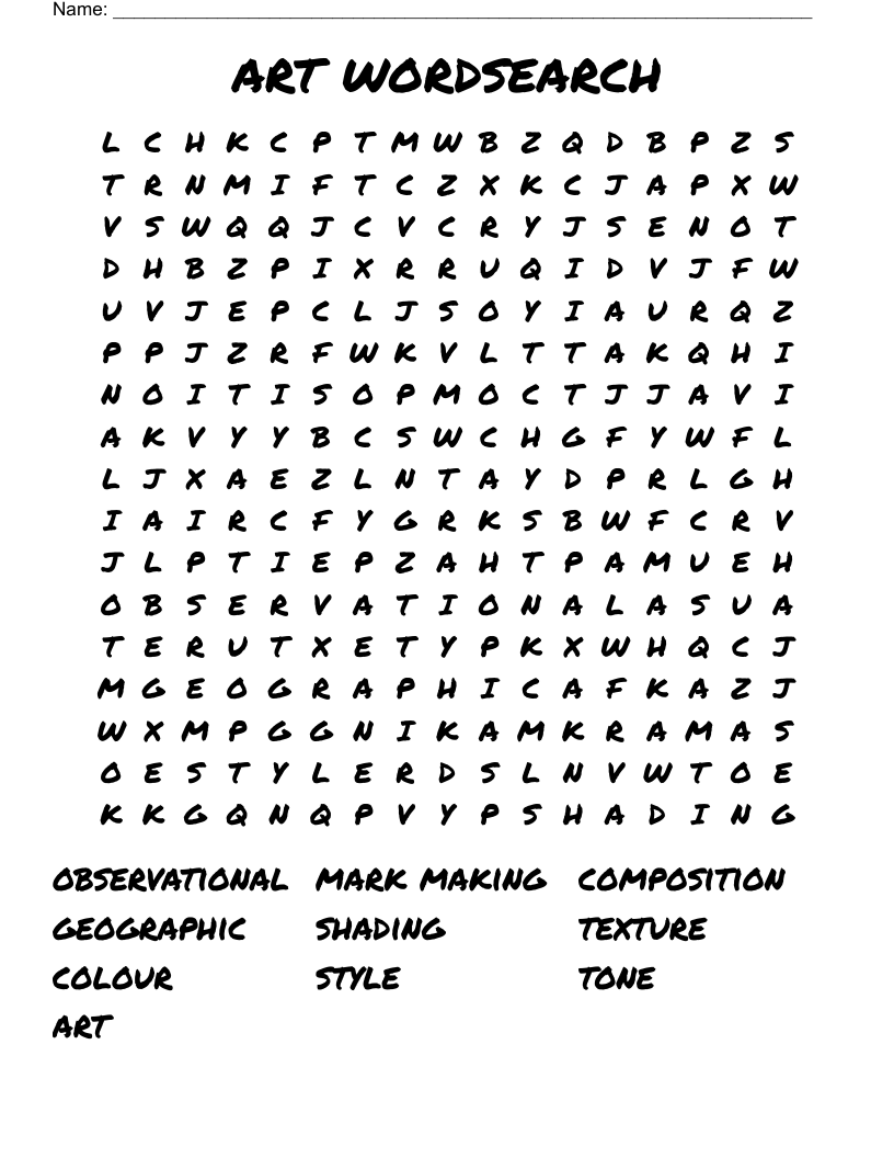 art wordsearch - WordMint