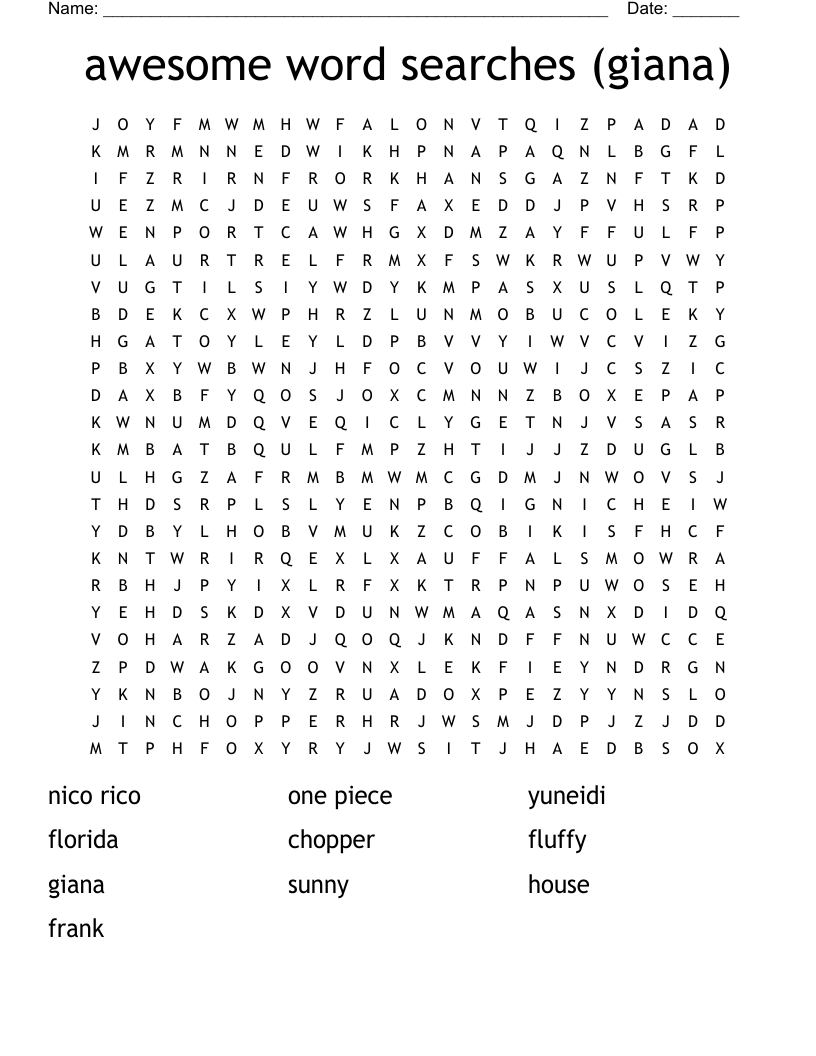 Awesome Word Searches giana WordMint