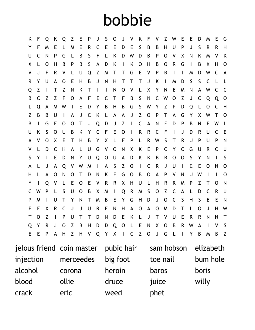 bobbie Word Search - WordMint