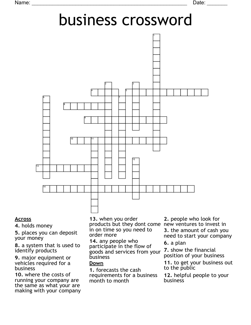 business crossword - WordMint