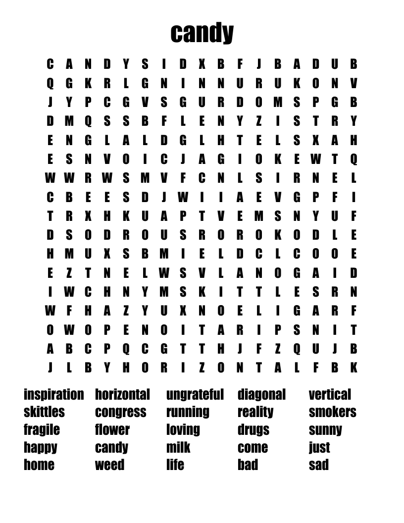 Candy Word Search WordMint