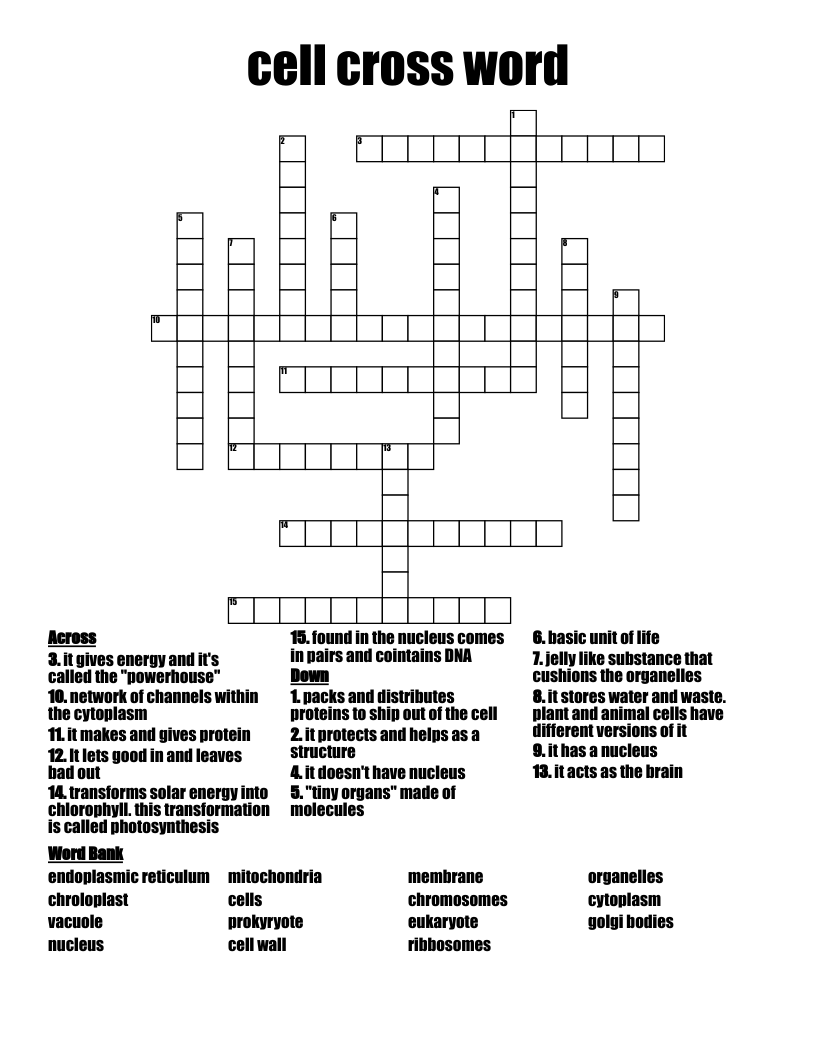 cell cross word - WordMint