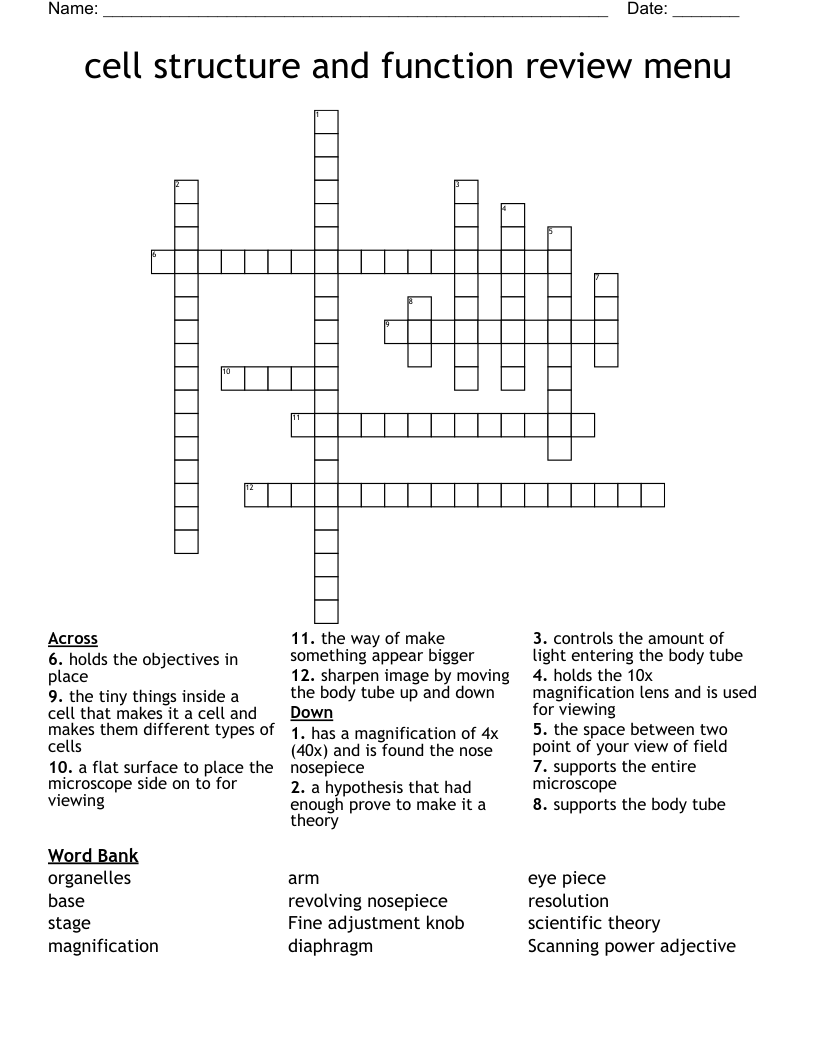 Microscope Crossword Puzzle WordMint