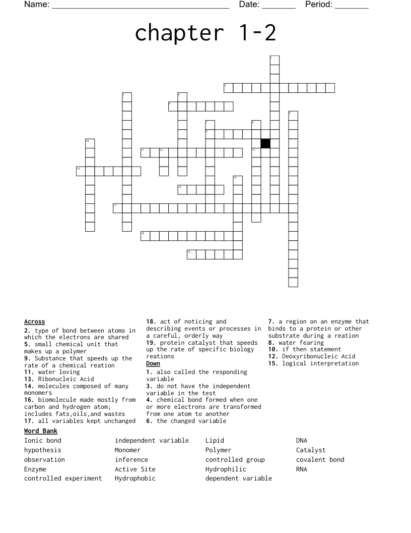 chapter 1-2 Crossword - WordMint