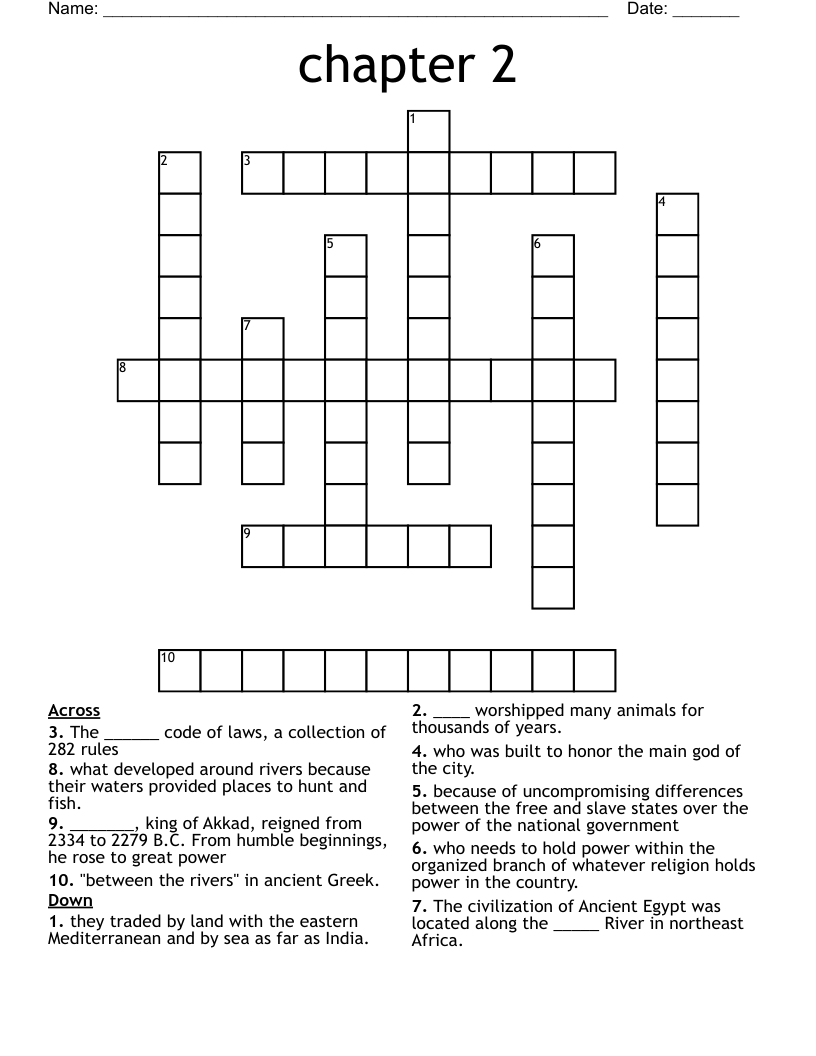 chapter 2 Crossword - WordMint