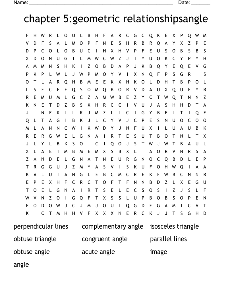 chapter 5:geometric relationshipsangle Word Search - WordMint